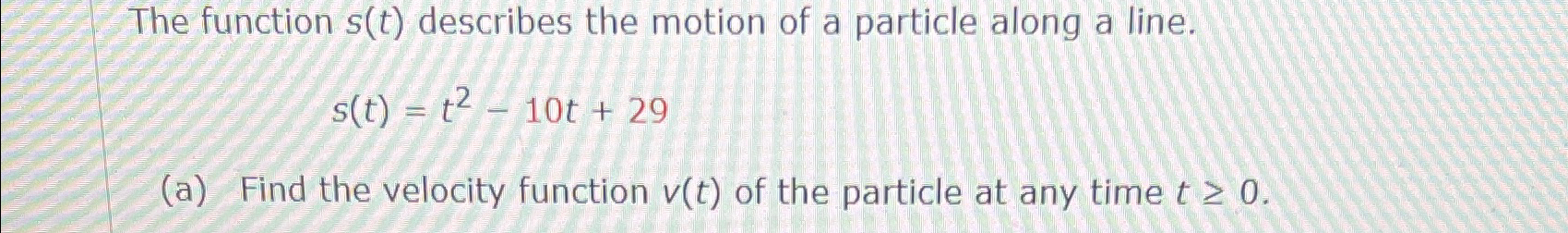 Solved The function s(t) ﻿describes the motion of a particle | Chegg.com