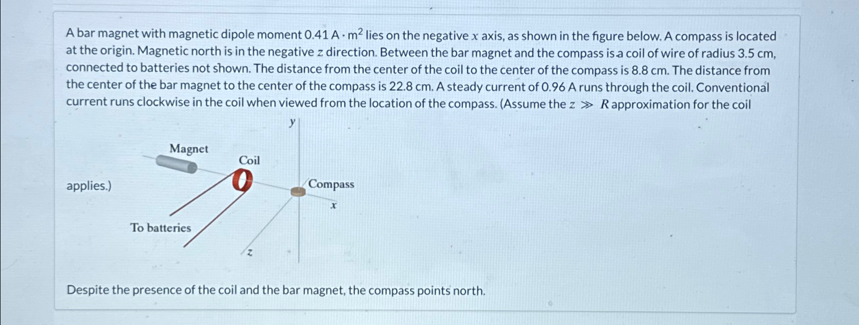 Solved A bar magnet with magnetic dipole moment 0.41A*m2 | Chegg.com