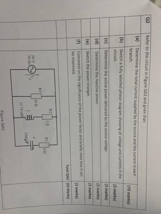 Solved Q2 Refer to the circuit in Figure QA2 and given that: | Chegg.com