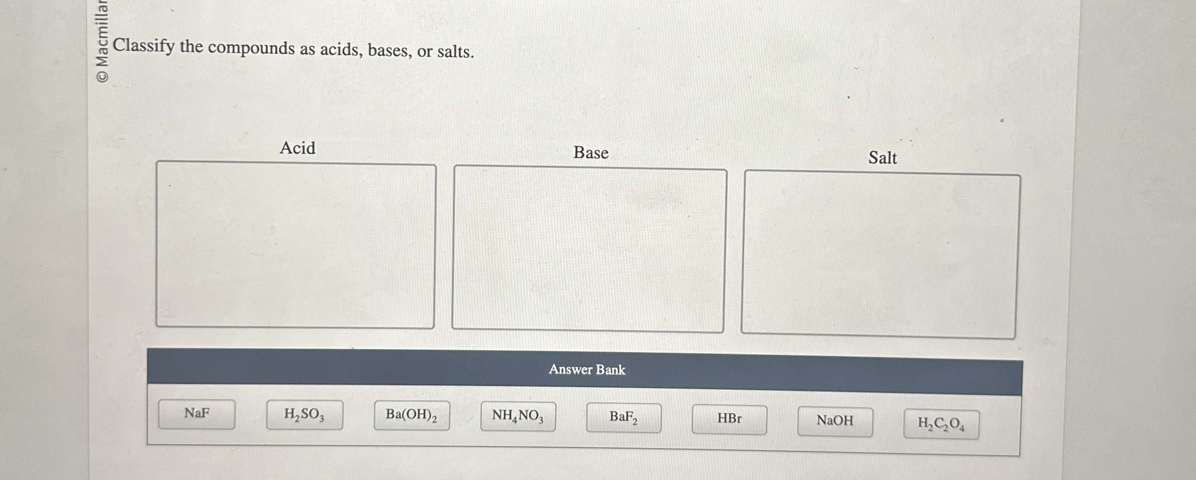 Solved 定Classify the compounds as acids, bases, or | Chegg.com