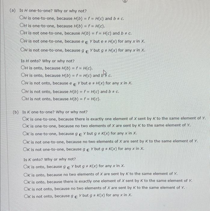 Solved Let x={a,b,c}, and Y={d,e,f,g}. Define functions H | Chegg.com
