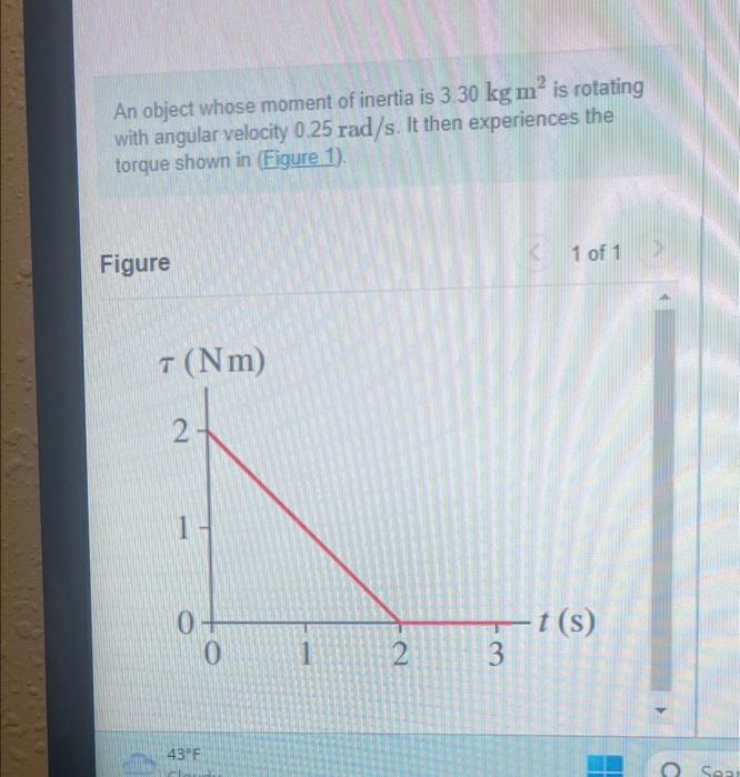 Solved An object whose moment of inertia is 3.30 kg m2 is | Chegg.com