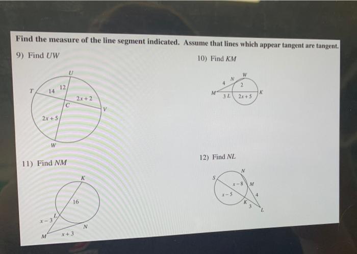 Solved Solve for x. Assume that lines which appear tangent | Chegg.com