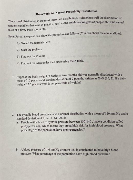 Solved Homework #4: Normal Probability Distribution The | Chegg.com