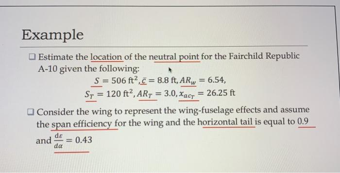 Solved - Example Estimate the location of the neutral point | Chegg.com