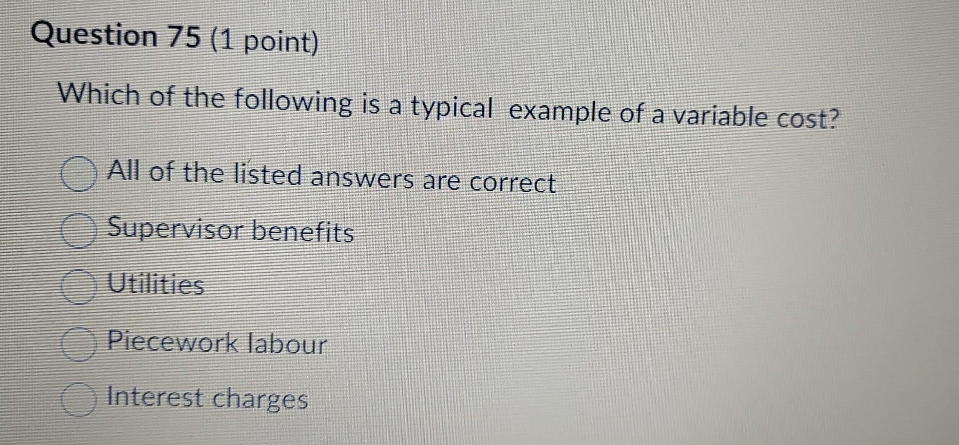 Solved Which of the following is a typical example of a | Chegg.com