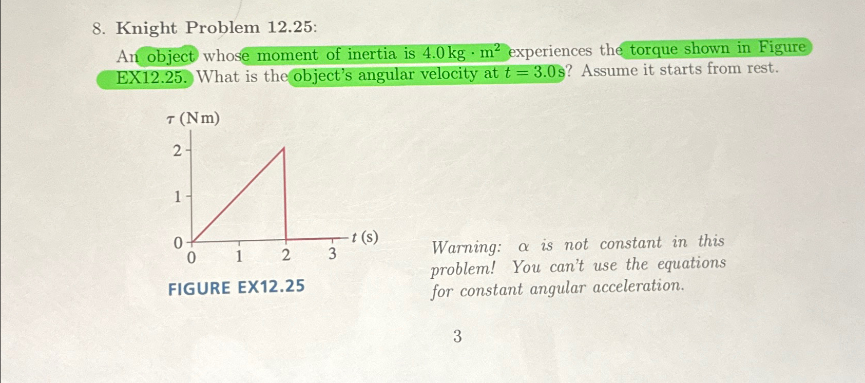 Knight Problem 12.25:An object whose moment of | Chegg.com