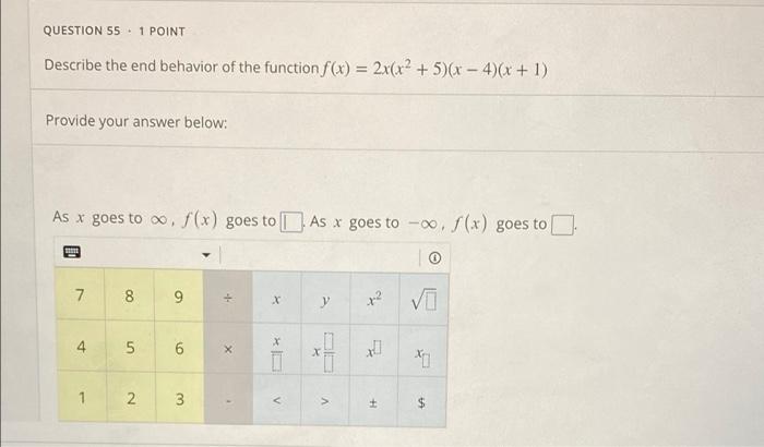 Solved QUESTION 55.1 POINT Describe the end behavior of the | Chegg.com