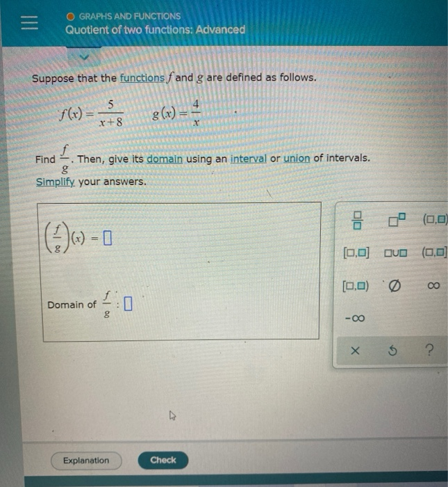 Solved O Graphs And Functions Quotient Of Two Functions 0873