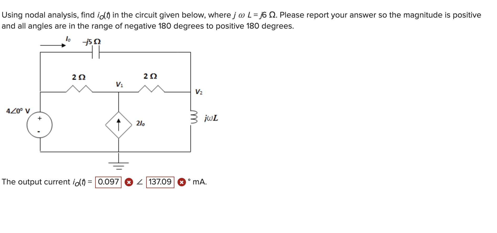 Solved Using nodal analysis, find io(t) ﻿in the circuit | Chegg.com