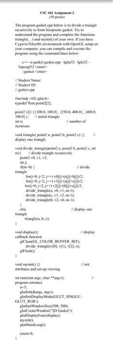Solved CखC 442 Assignment 2 (S0 printa) The program | Chegg.com