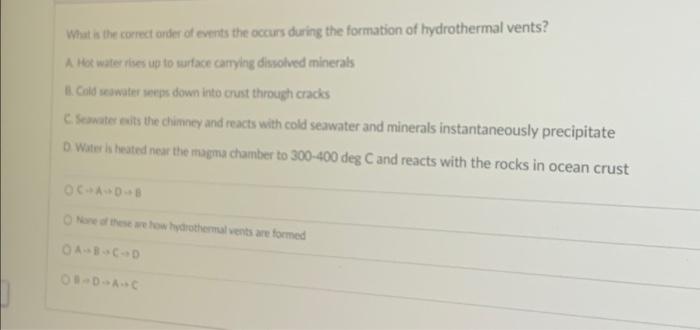 Solved What is the correct order of events the occurs during | Chegg.com