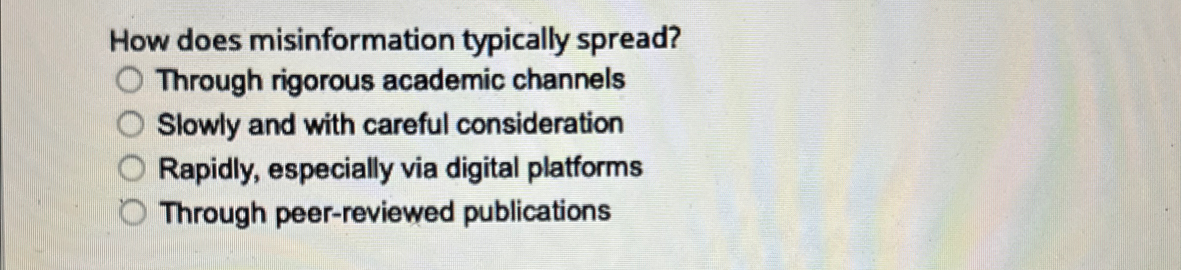Solved How does misinformation typically spread?Through | Chegg.com
