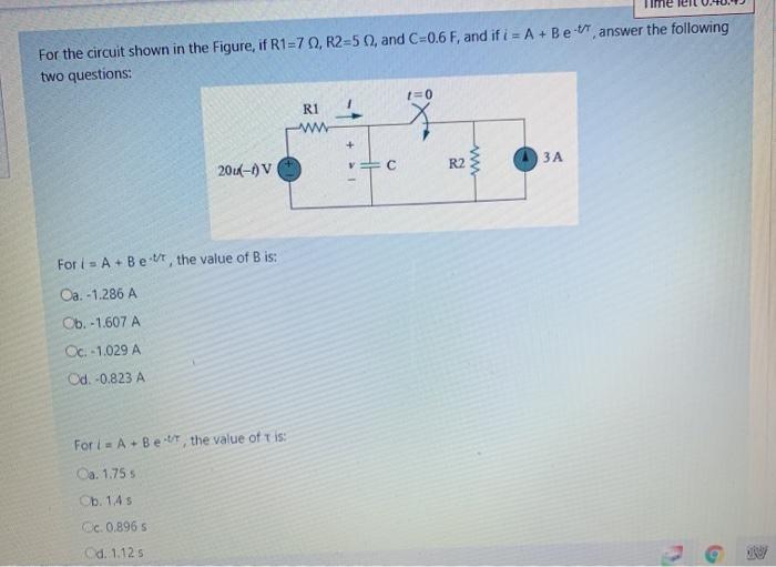 Solved For the circuit shown in the Figure, if R1=70, R25, | Chegg.com
