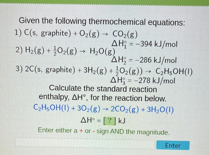 Solved Given the following thermochemical equations: 1) C | Chegg.com
