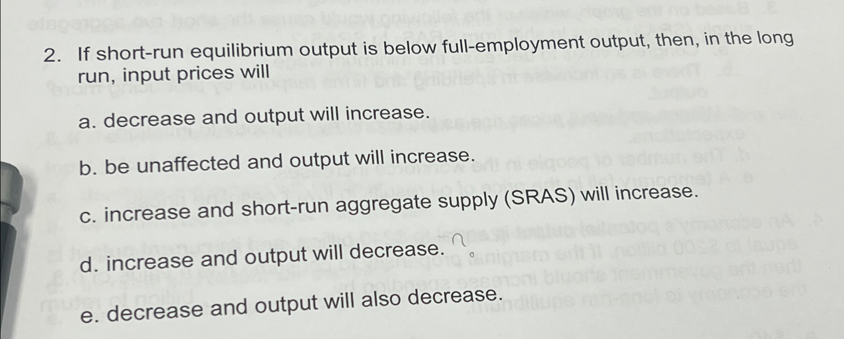 Solved If short-run equilibrium output is below | Chegg.com