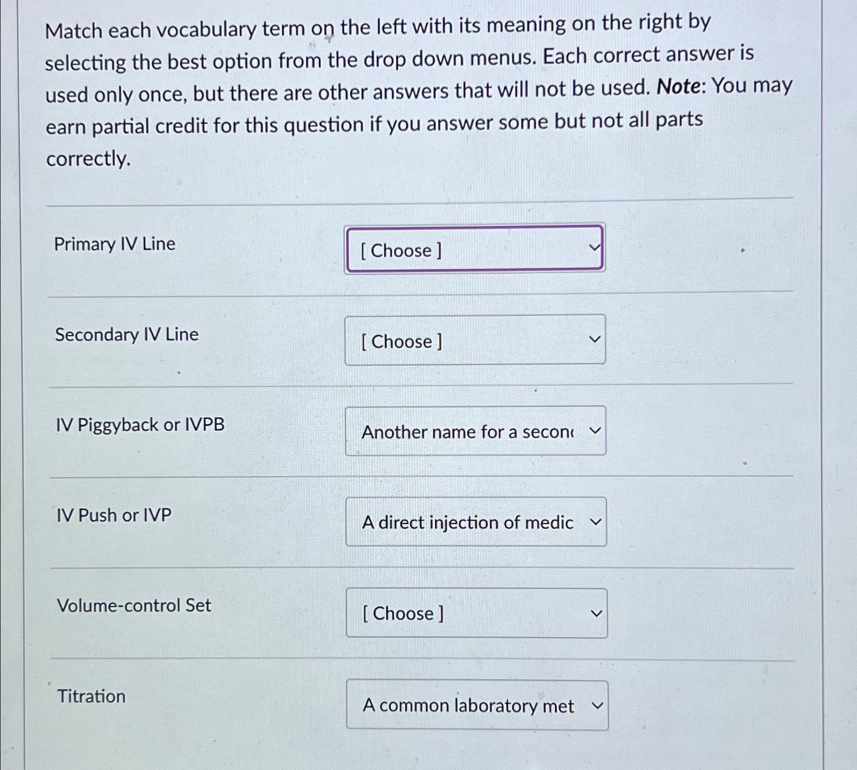 Solved Match each vocabulary term on the left with its | Chegg.com