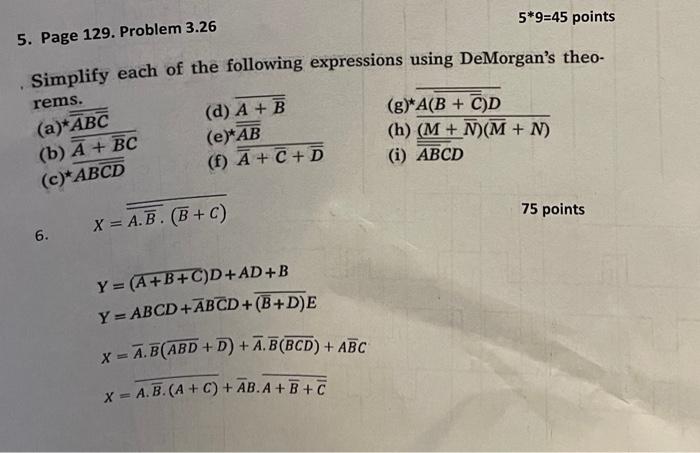 Solved 5. Page 129. Problem 3.26 5∗9=45 points Simplify each | Chegg.com