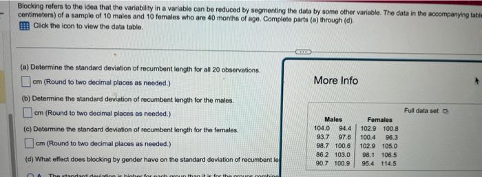 Solved Blocking refers to the idea that the variability in a | Chegg.com