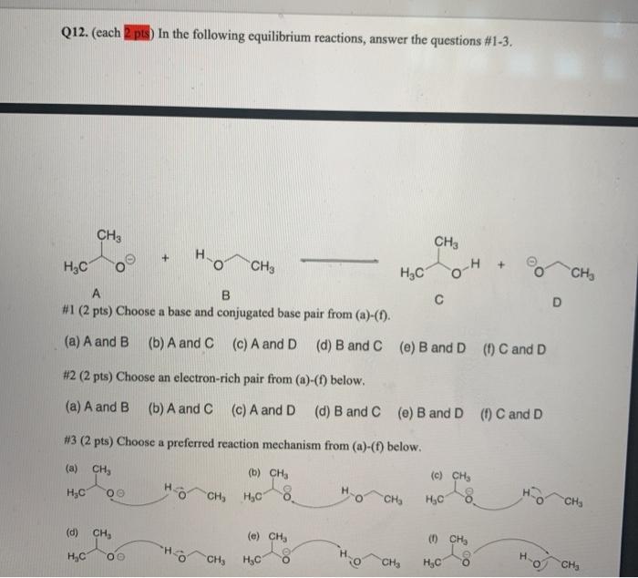 Solved Q12. (each 2 pts) in the following equilibrium | Chegg.com