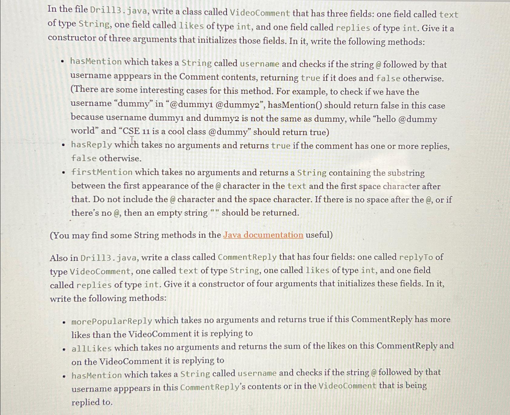 Solved In the file Dril13. ﻿java, write a class called | Chegg.com