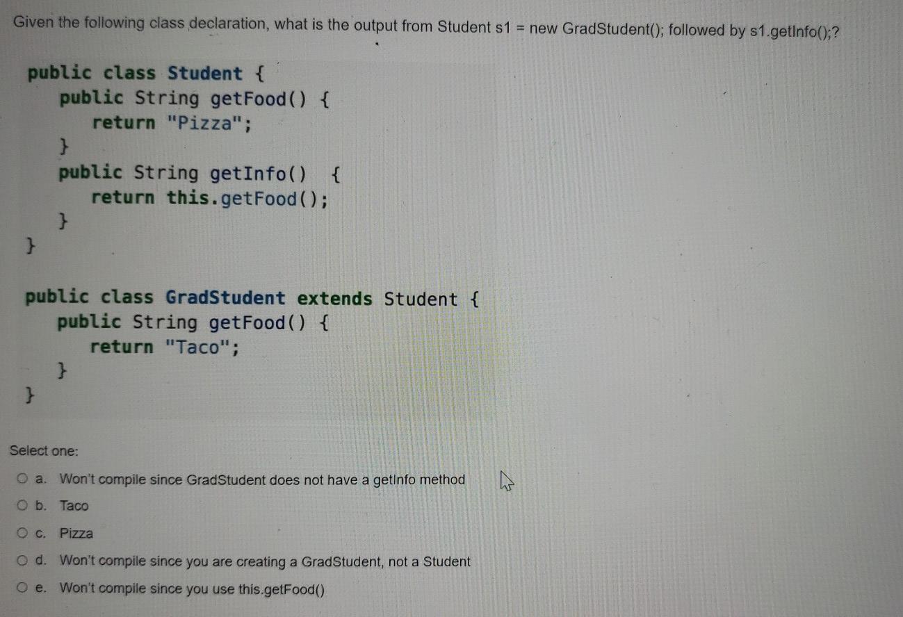 Solved Given the following class declaration, what is the | Chegg.com