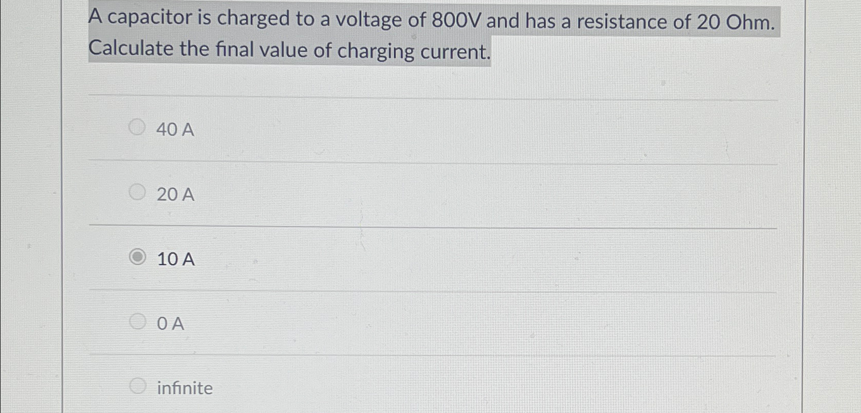Solved A capacitor is charged to a voltage of 800V ﻿and has | Chegg.com