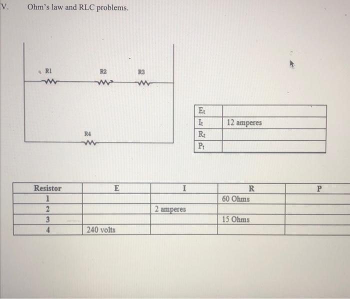 Solved Ohm's law and RLC problems. | Chegg.com