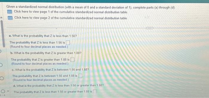 Solved Cumulative Standardized Normal Distribution Table 5762