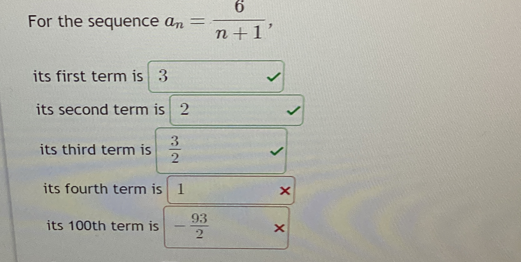 Solved For the sequence an=6n+1its first term isits second | Chegg.com