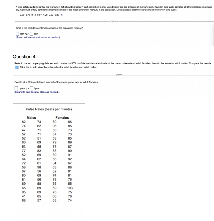 Solved city. Construct a 95% ﻿confidence interval estimate | Chegg.com