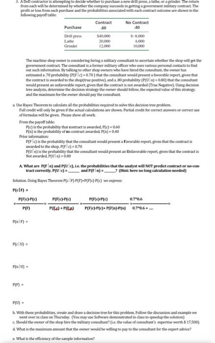 Solved 3. NDOD contractor is attempting to decide whether to | Chegg.com