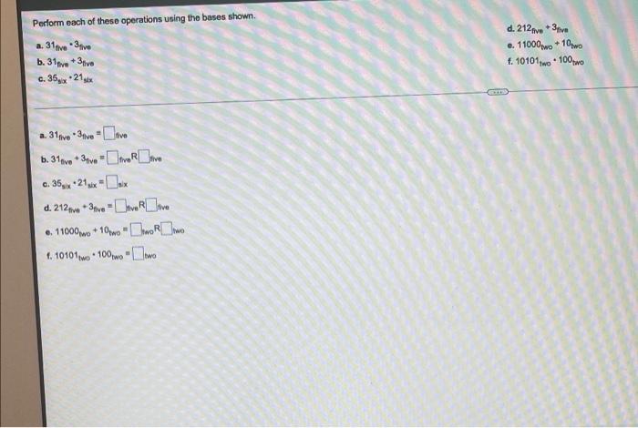 Solved Perform each of these operations using the buses | Chegg.com