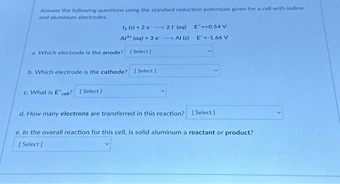 Solved Answer the following questions using the standard | Chegg.com