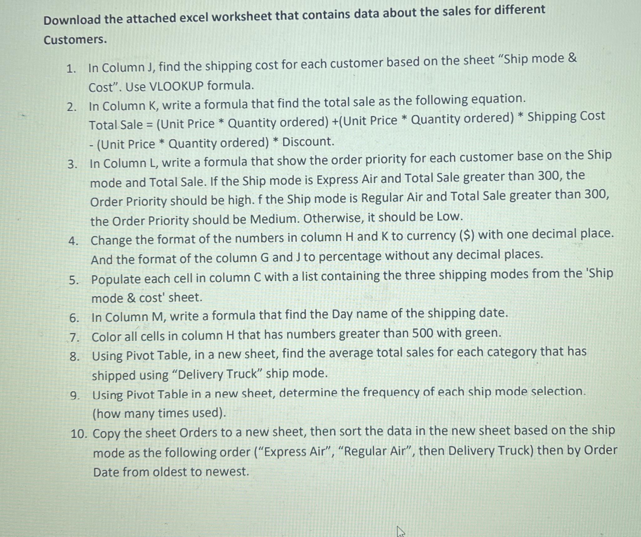 Download the attached excel worksheet that contains | Chegg.com