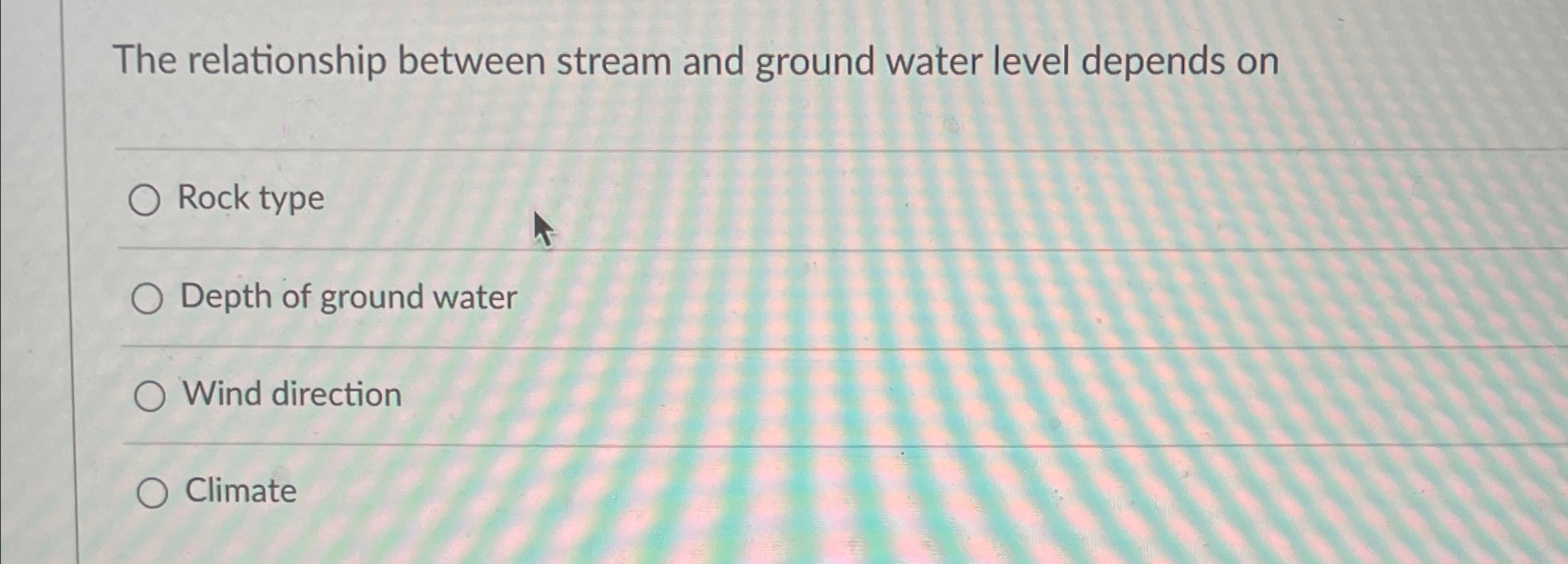 Solved The relationship between stream and ground water | Chegg.com