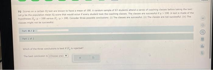 Solved 1Q: Scores on a certen tQ test are known to bave a | Chegg.com
