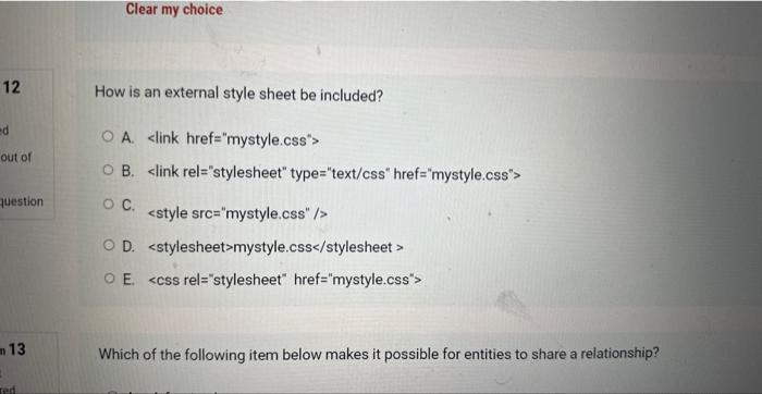 Solved Clear my choice How is an external style sheet be | Chegg.com