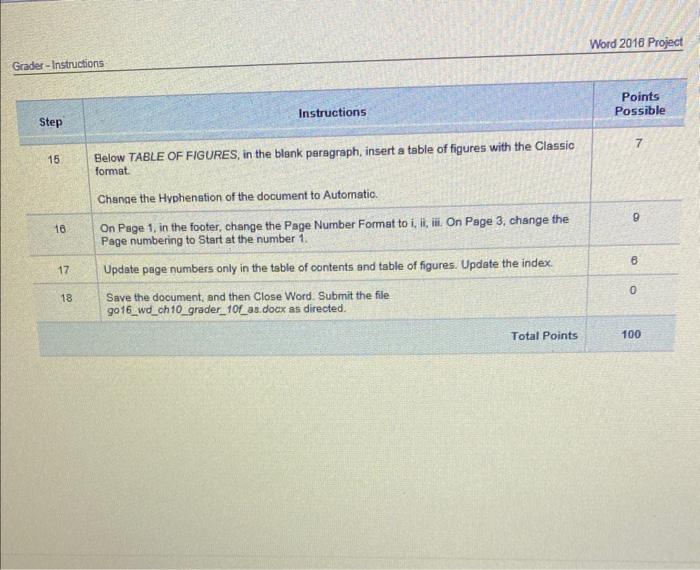Solved Word 2016 Project Grader - Instructions Employment | Chegg.com