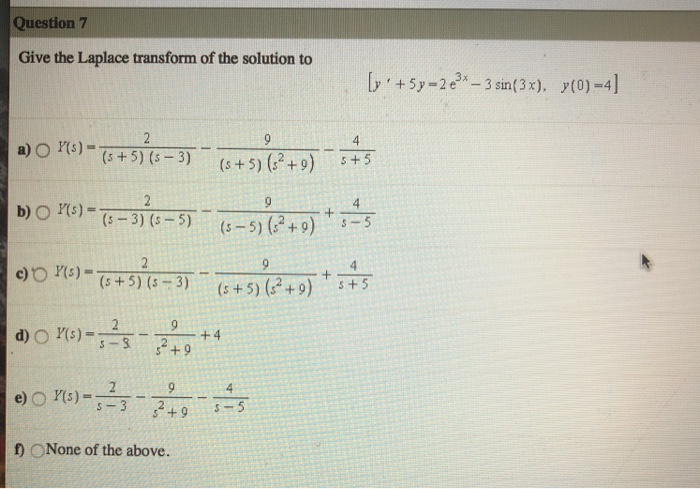 Solved Question 7 Give the Laplace transform of the solution | Chegg.com