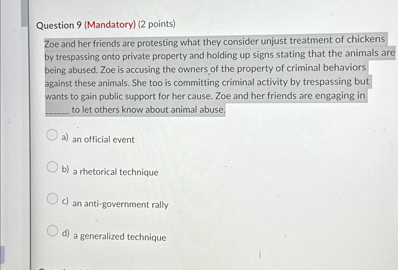 Solved Question 9 (Mandatory) (2 ﻿points)Zoe and her friends | Chegg.com