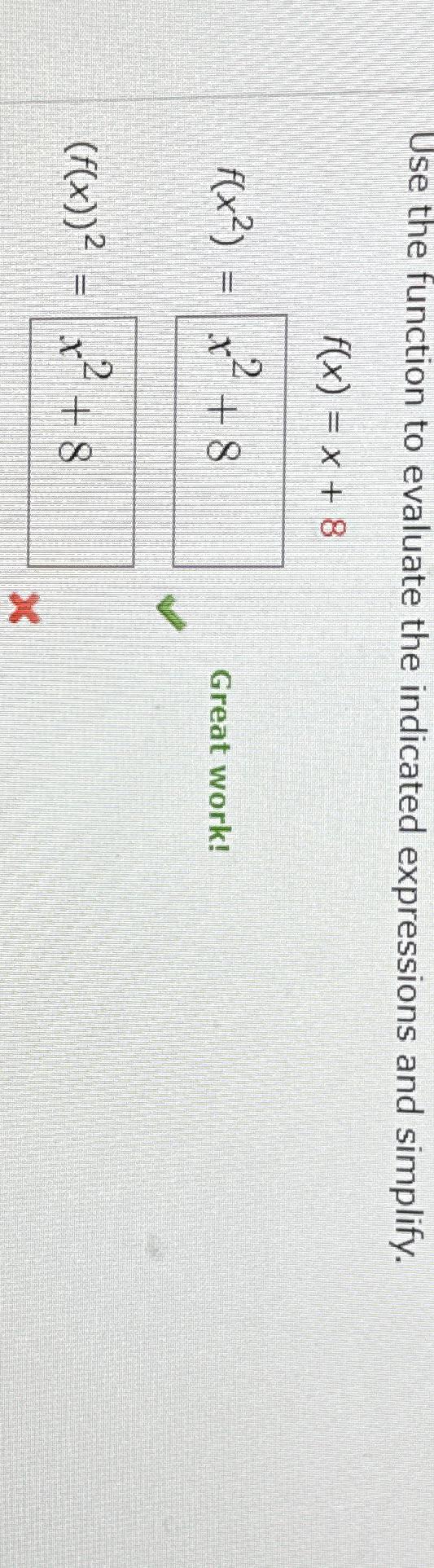 Solved Use the function to evaluate the indicated | Chegg.com
