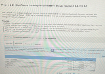 Problem 2-24 (Algo) ﻿Transaction | Chegg.com
