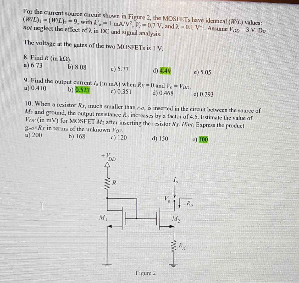 Solved For the current source circuit shown in Figure 2, the | Chegg.com