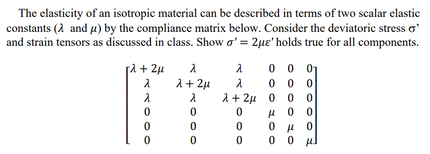 Solved The elasticity of an isotropic material can be | Chegg.com