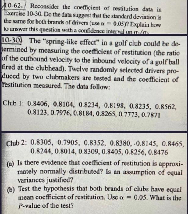 Solved 10-62. Reconsider the coefficient of restitution data | Chegg.com Solved 10-62. Reconsider the coefficient of restitution data | Chegg.com