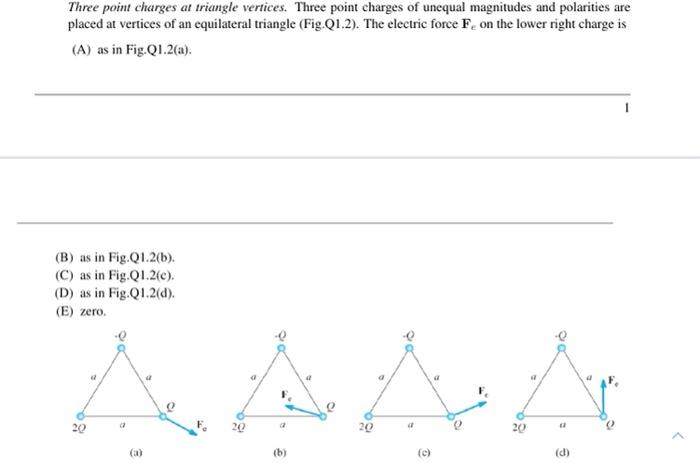Solved Three point charges at triangle vertices. Three point | Chegg.com