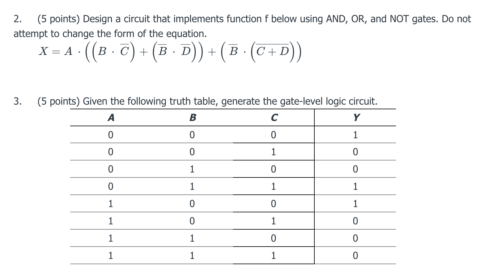(5 ﻿points) ﻿Design a circuit that implements | Chegg.com