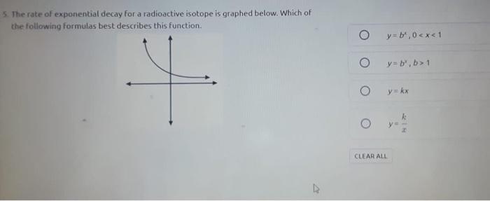 Solved 5. The rate of exponential decay for a radioactive | Chegg.com