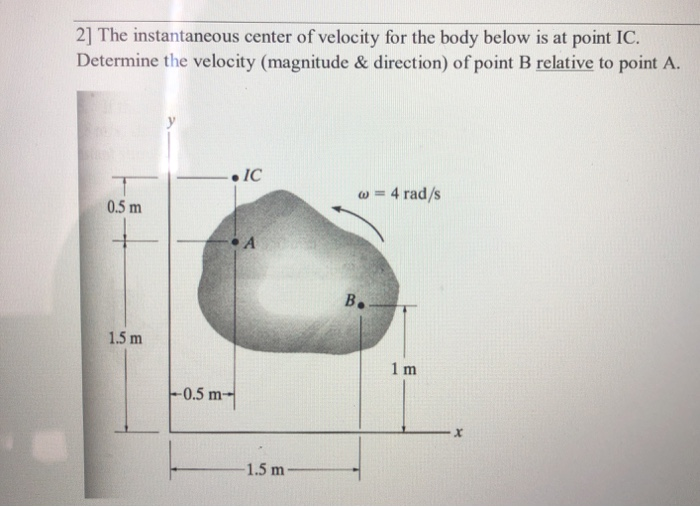 Solved 2] The instantaneous center of velocity for the body | Chegg.com
